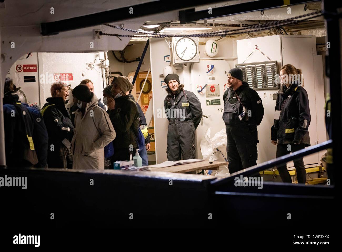 Members of the crew seen on board. The rescue ship Humanity 1 of the ...