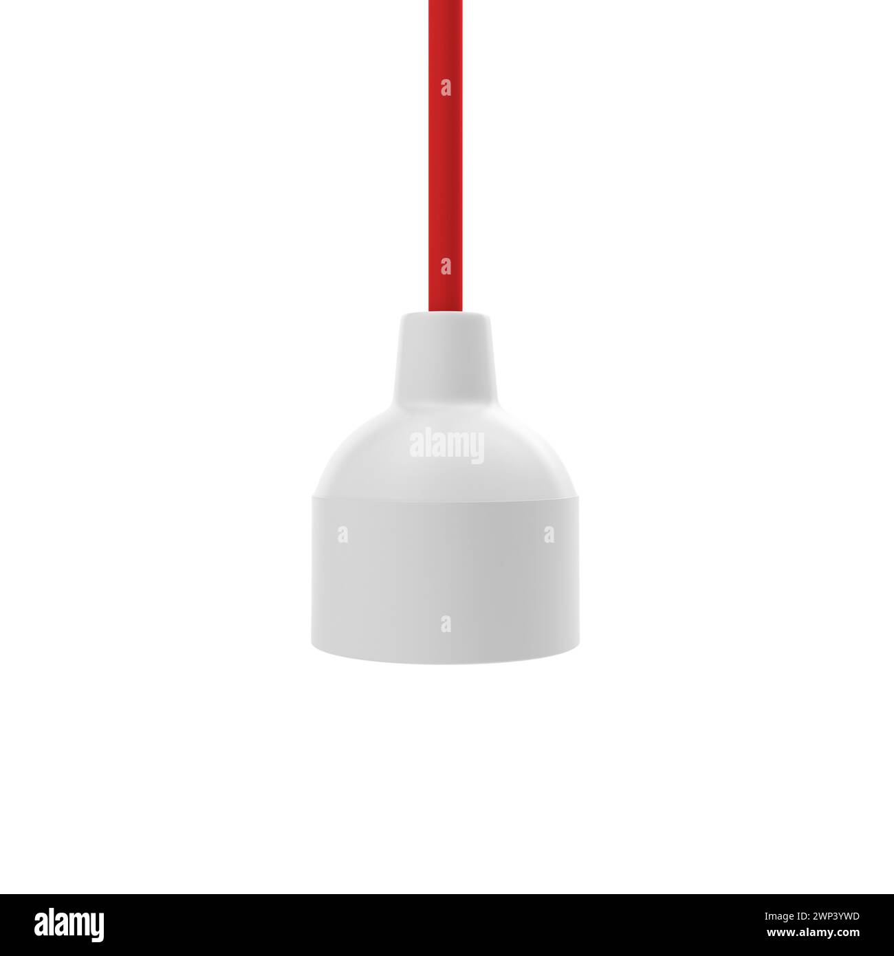 Light bulb socket. Lamp holder. Red cable. Hanging. Empty. Isolated ...
