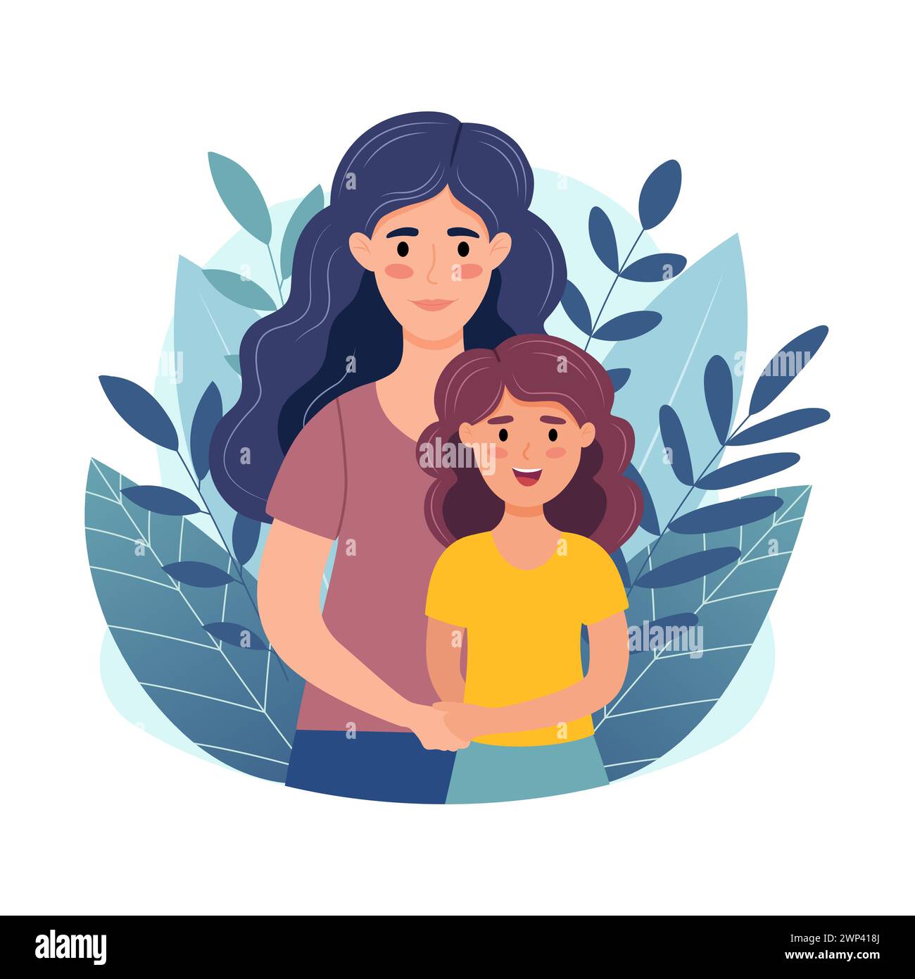 Mother and daughter hugging and smiling. Concept of happy maternity ...