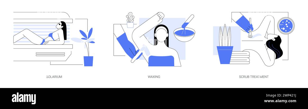 Wellness and beauty salon isolated cartoon vector illustrations se ...