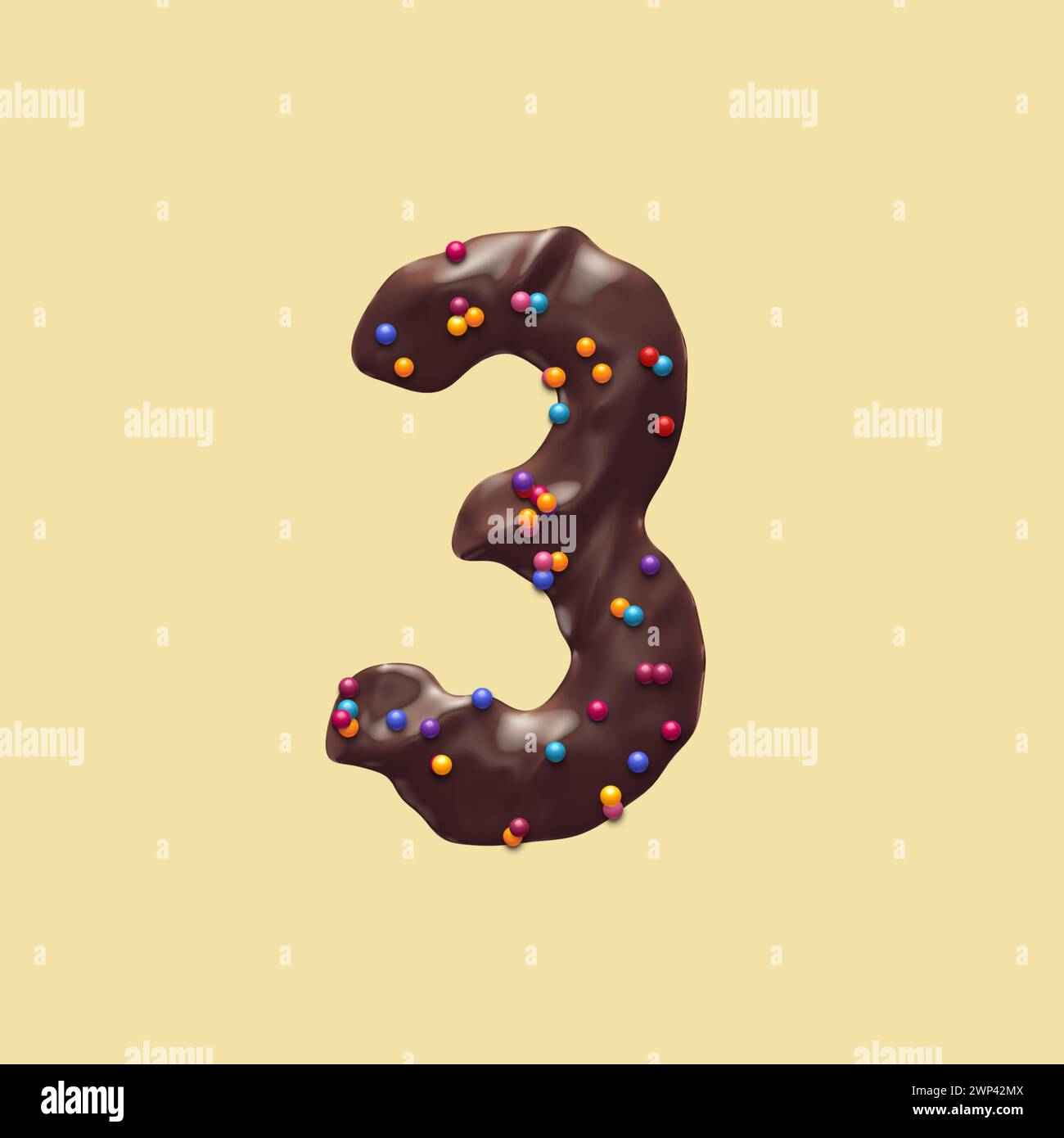 set of numbers made of chocolate sweets, 3d rendering, 0123456789 Stock ...