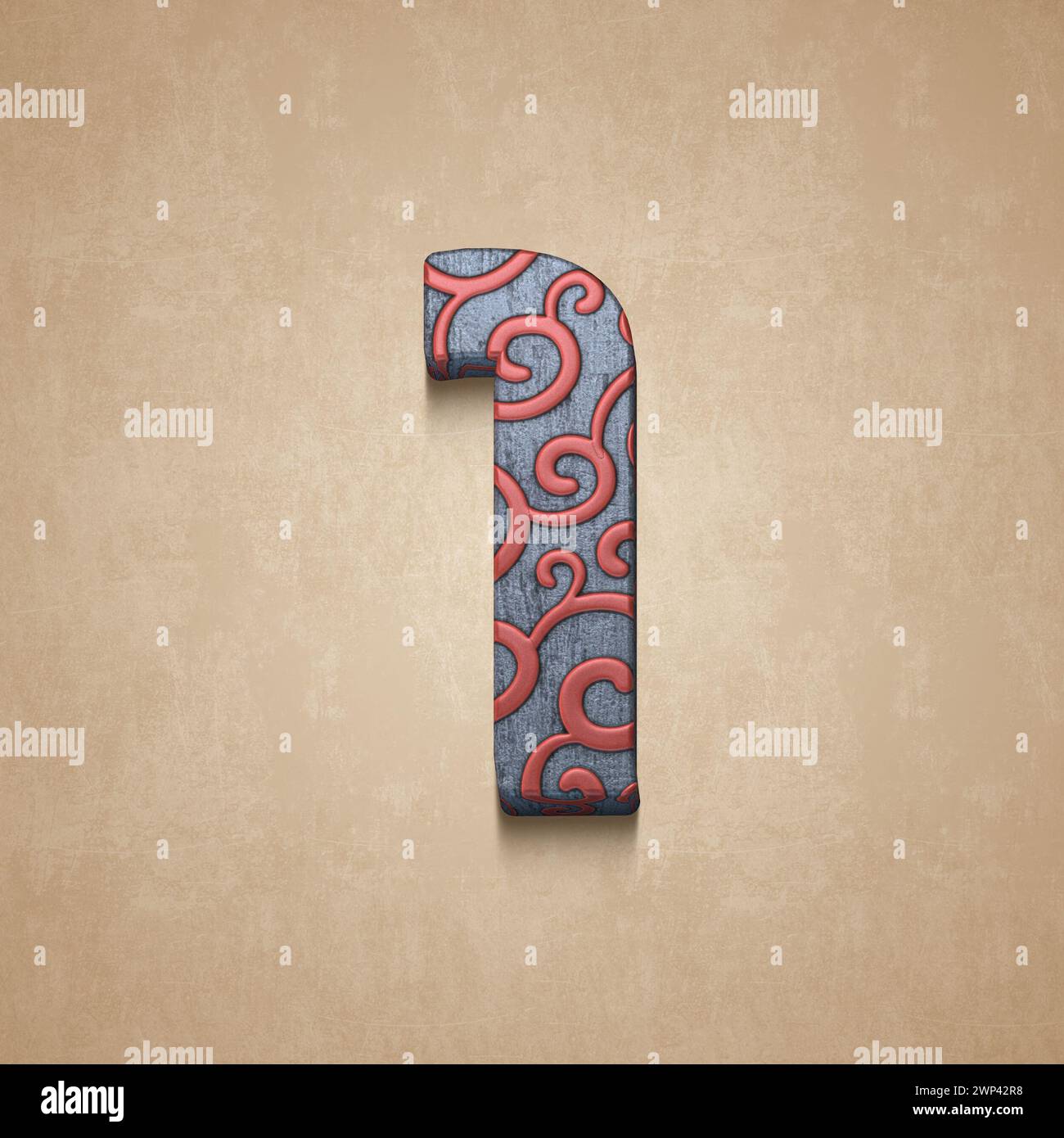 set of decorated wooden numbers, 3d rendering, one Stock Photo - Alamy