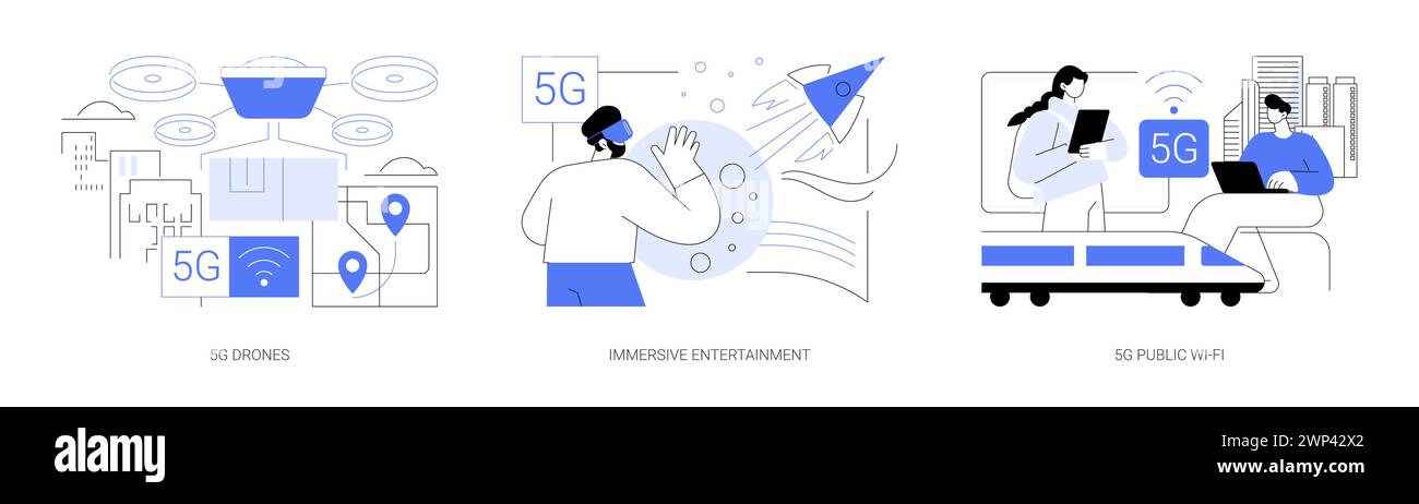 5G use cases isolated cartoon vector illustrations se Stock Vector ...