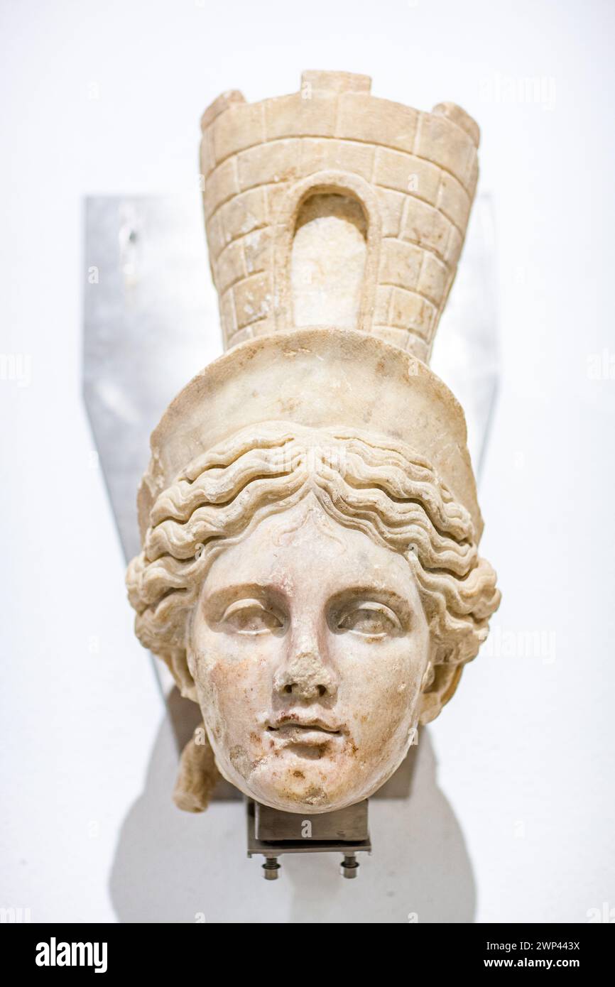 Ancient Roman marble sculpture of Tyche displayed at Sevilles museum ...