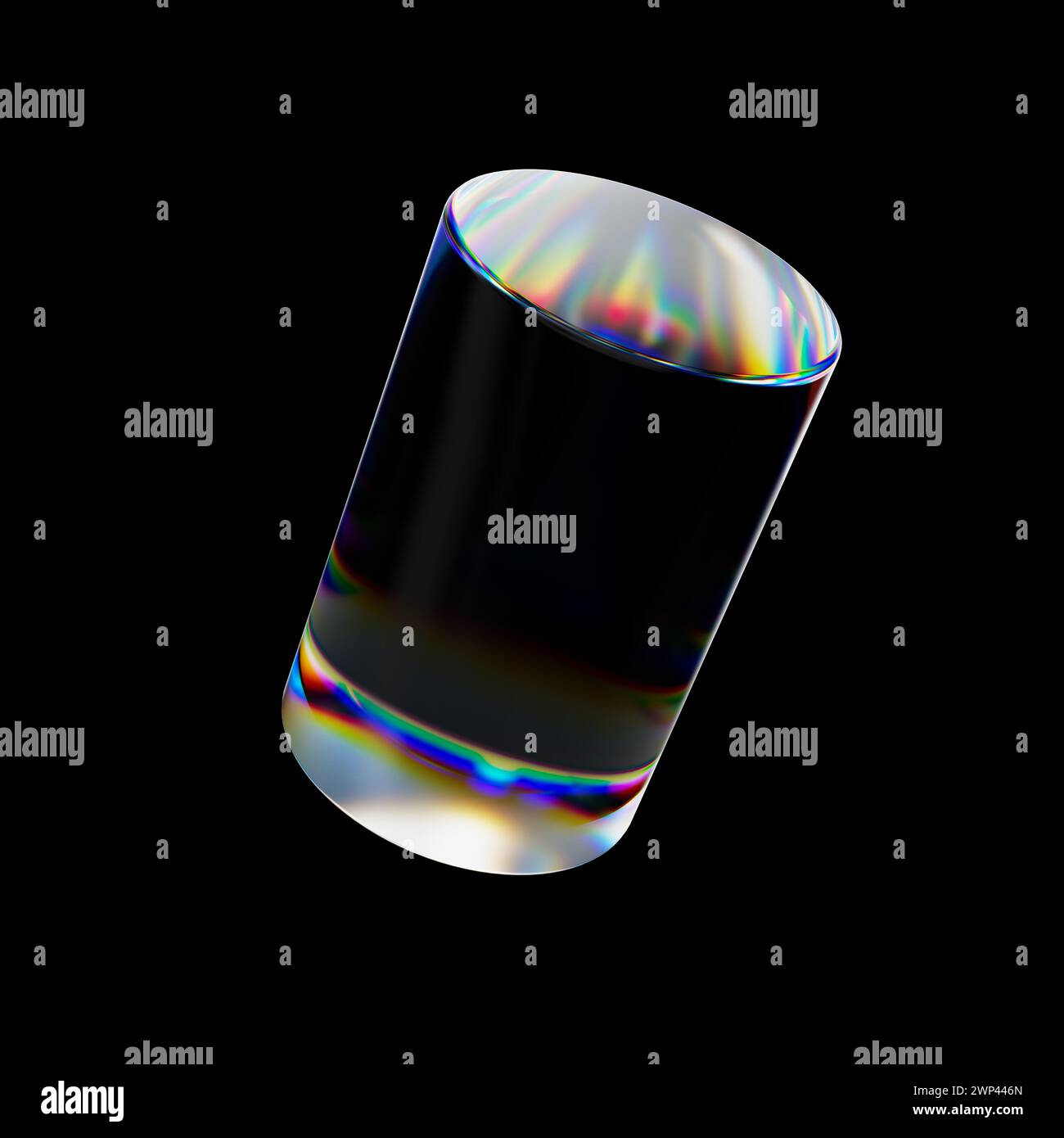 3d Transparent glossy cylinder with dispersion effect. Rainbow colors ...