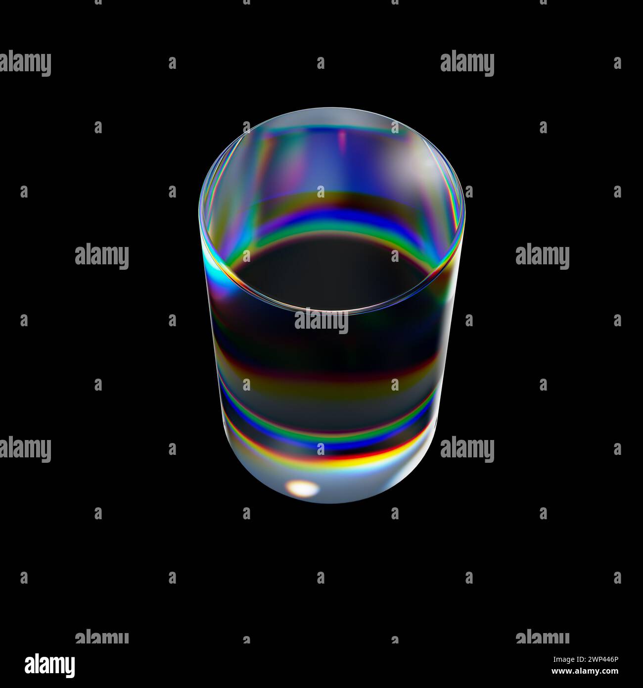 3d Transparent glossy cylinder with dispersion effect. Rainbow colors ...