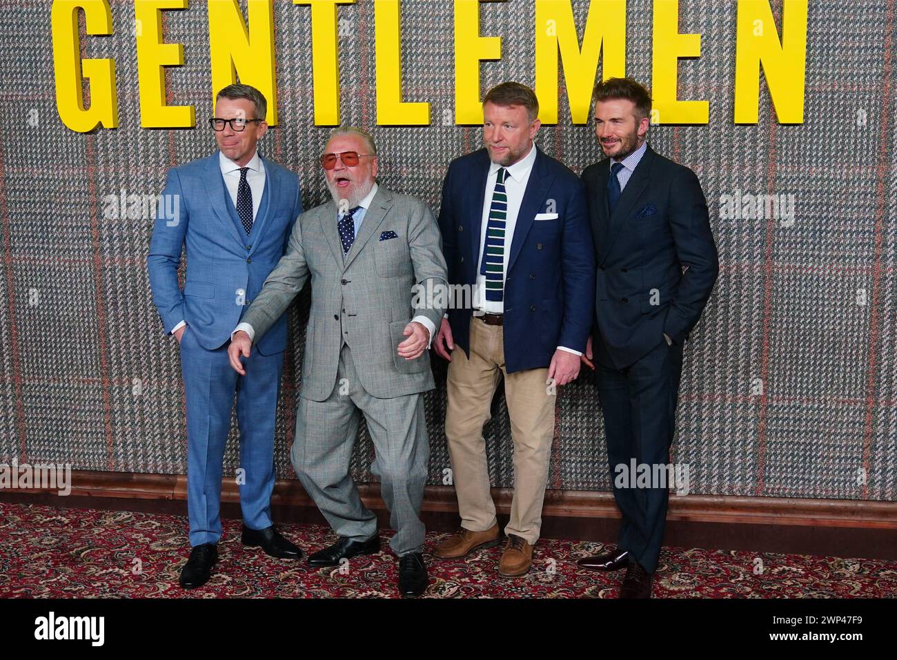 (left to right) Max Beesley, Ray Winstone, Guy Ritchie and David Beckham attending the premiere ...