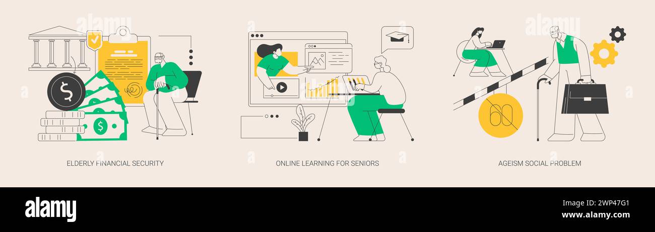 Older people lifestyle abstract concept vector illustrations Stock ...