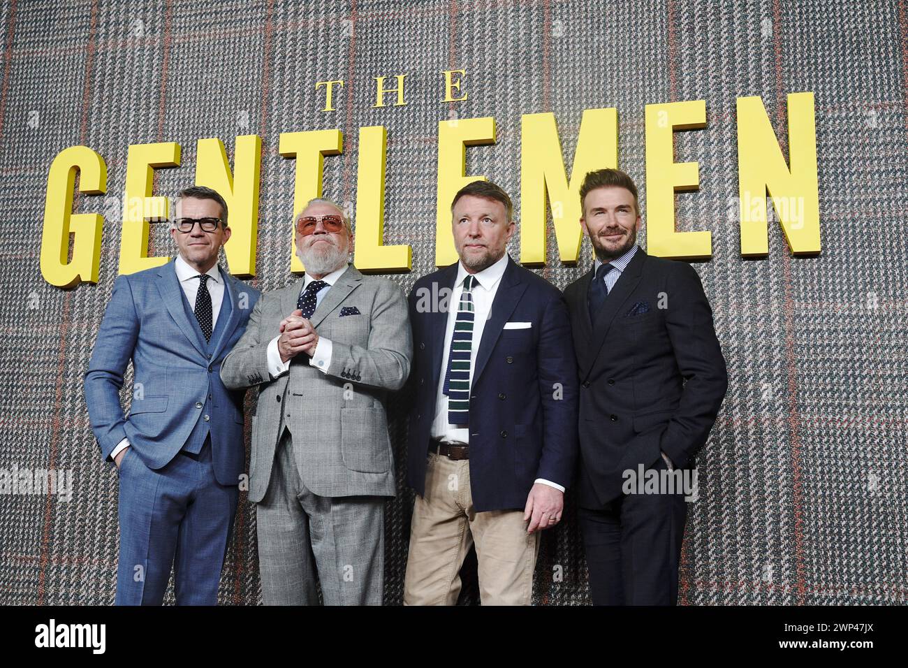 (left to right) Max Beesley, Ray Winstone, Guy Ritchie, and David Beckham attend the premiere of ...