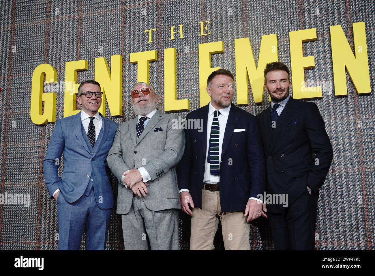 (left to right) Max Beesley, Ray Winstone, Guy Ritchie, and David Beckham attend the premiere of ...