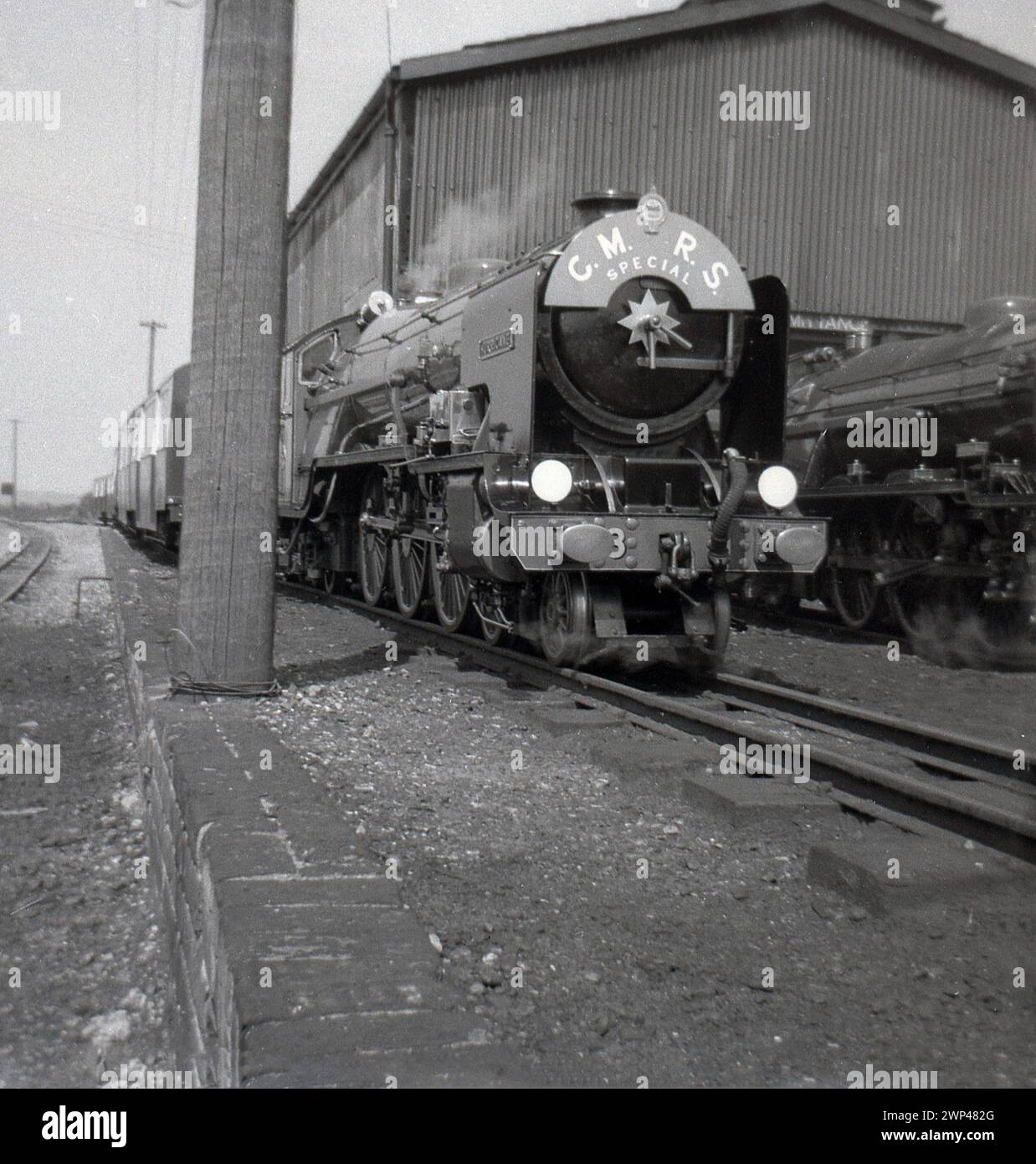 1960s, historical, front view of steam locmotive, C.M. R. S Special ...