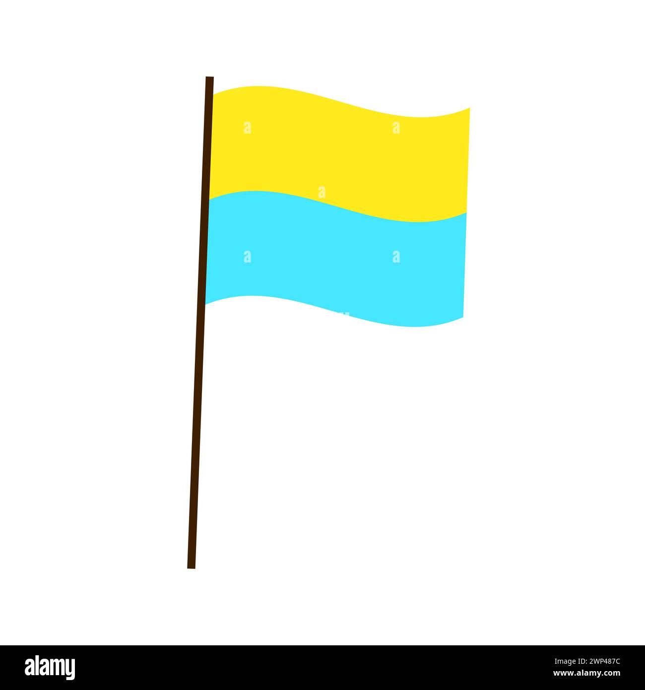 ukraine flag flagpole on white background. National ukrainian flag ...