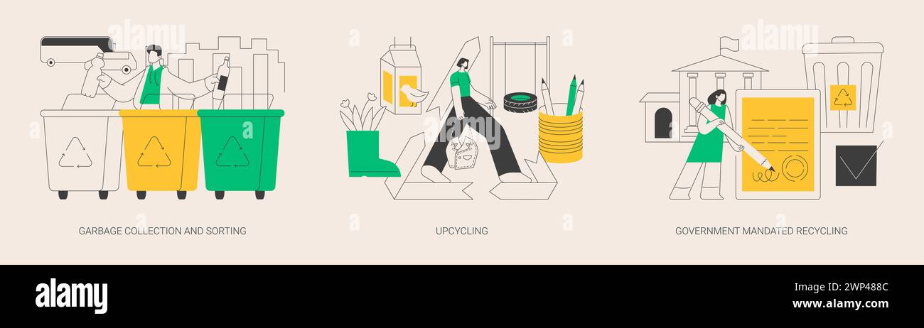 Waste collection and recycling problems abstract concept vector ...