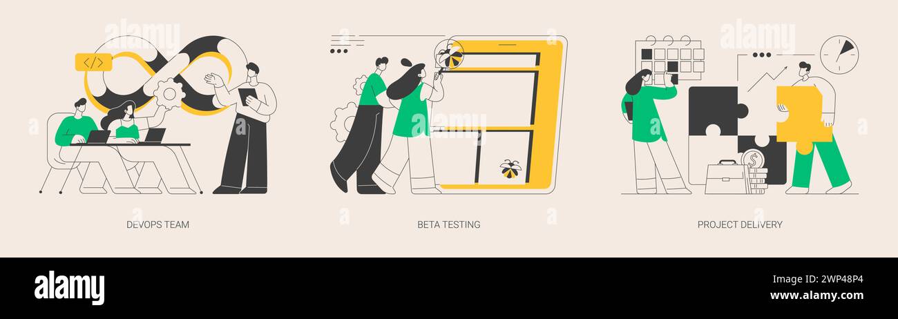 IT teamwork abstract concept vector illustrations Stock Vector Image ...