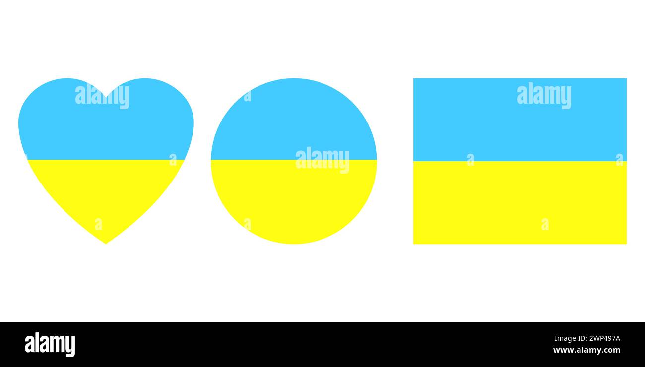 Flat illustration with ukrainian flag different shapes. Isolated icon ...