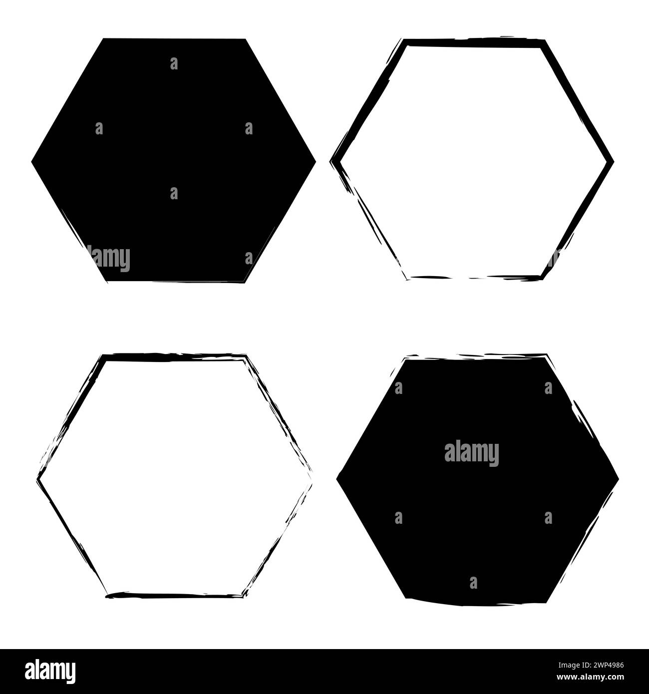 Abstract Brush Hexagons Geometric Grunge Texture Ink Brush Stroke