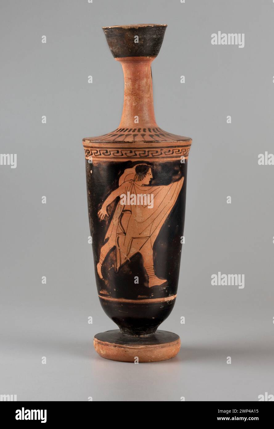 Ancient Greek red-figure pottery, circa 460 BC, depicting a young man ...