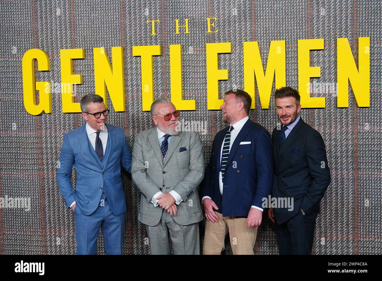 (left to right) Max Beesley, Ray Winstone, Guy Ritchie and David Beckham attending the premiere ...