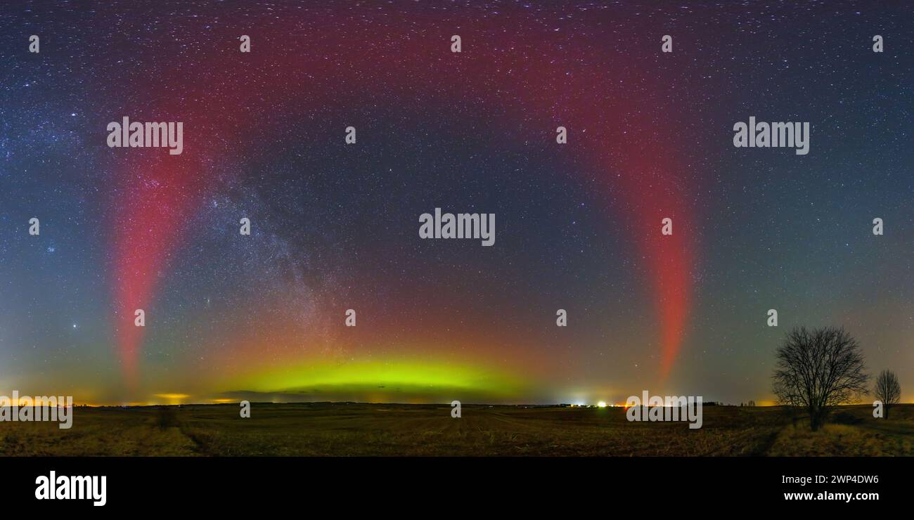 SAR arc - a phenomenon known as Stable Auroral Red arc. Panoramic photo ...