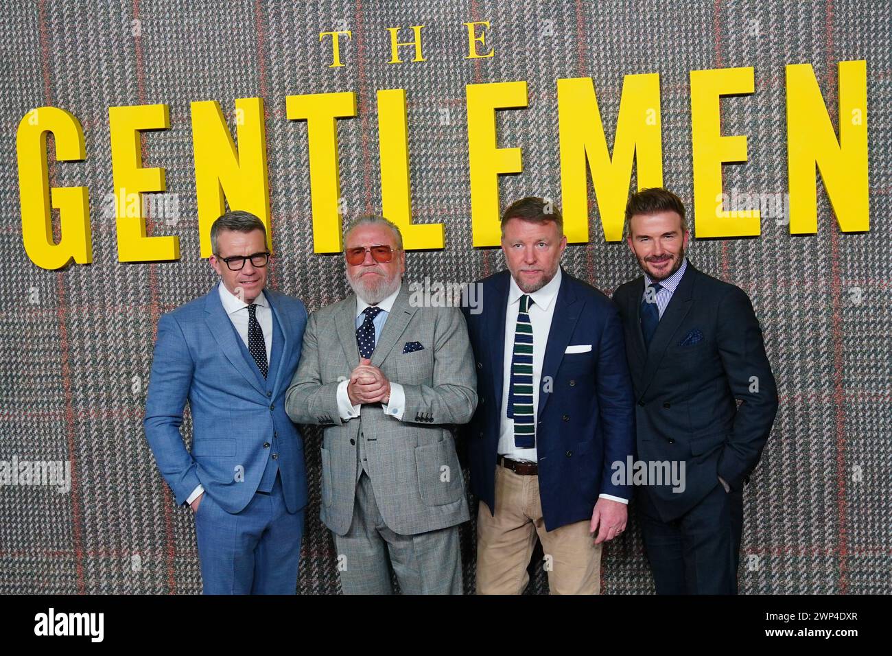 (left to right) Max Beesley, Ray Winstone, Guy Ritchie and David Beckham attending the premiere ...