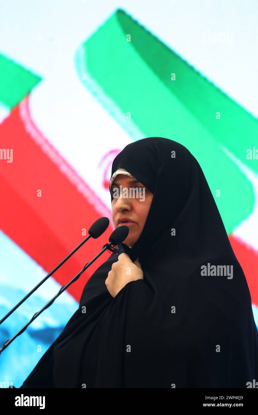 Tehran, Iran. 5th Mar, 2024. JAMILEH ALAMOLHODA, the wife of the ...