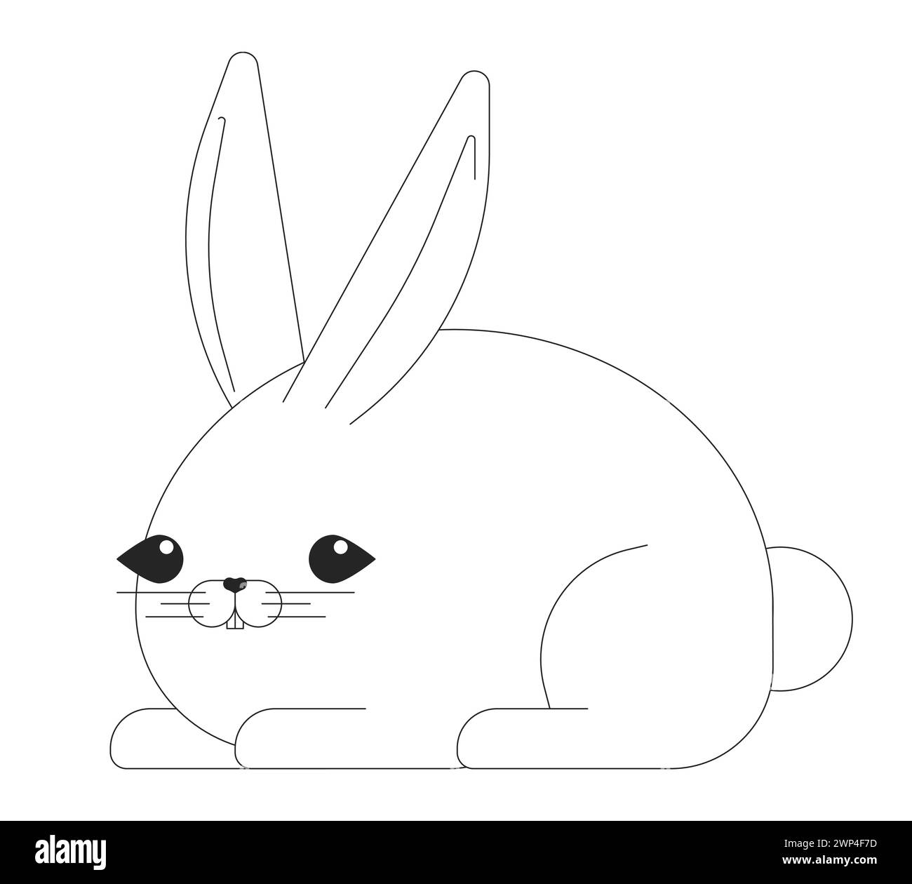 Easter bunny black and white 2D line cartoon character Stock Vector ...