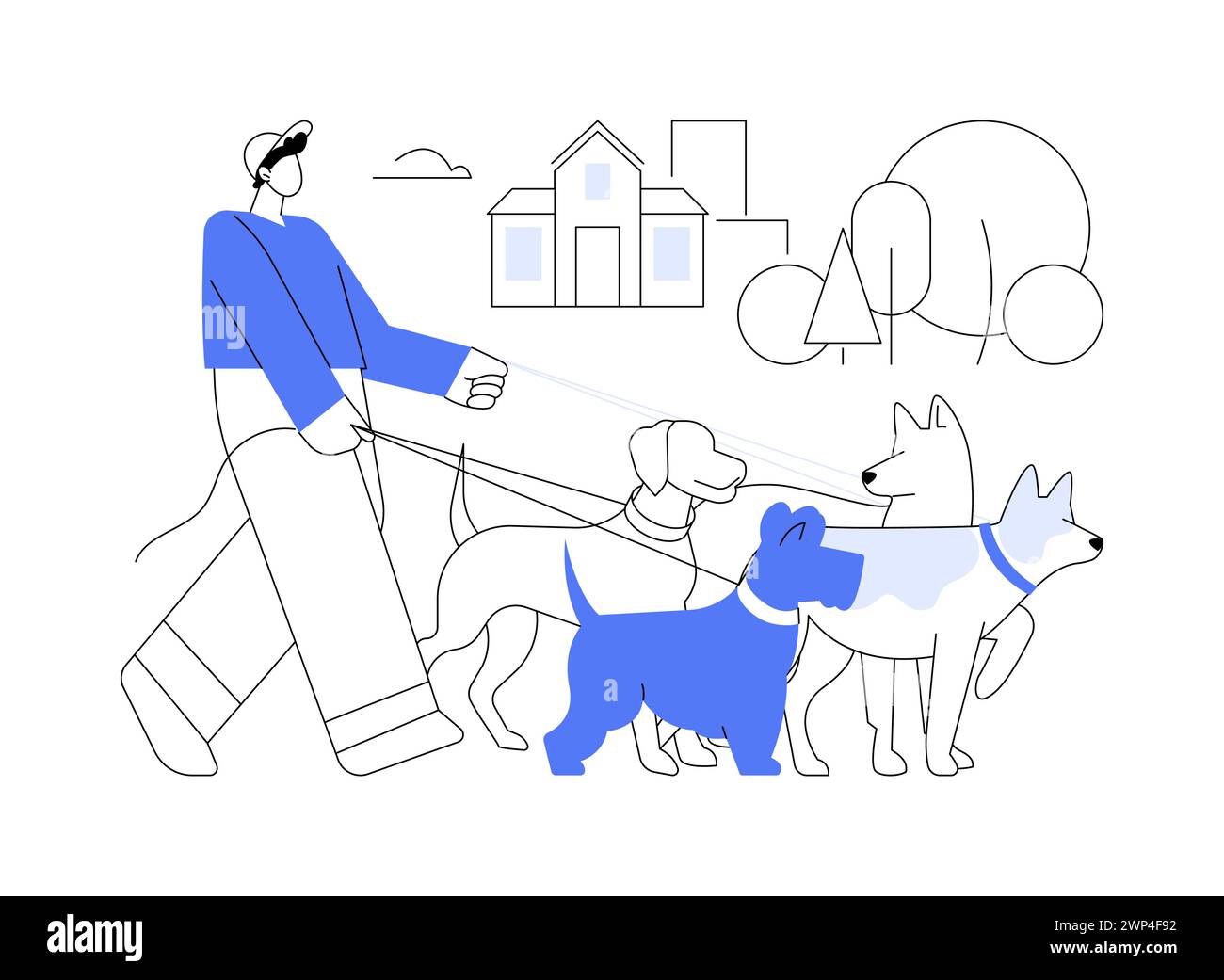 Dog walking service isolated cartoon vector illustrations Stock Vector ...