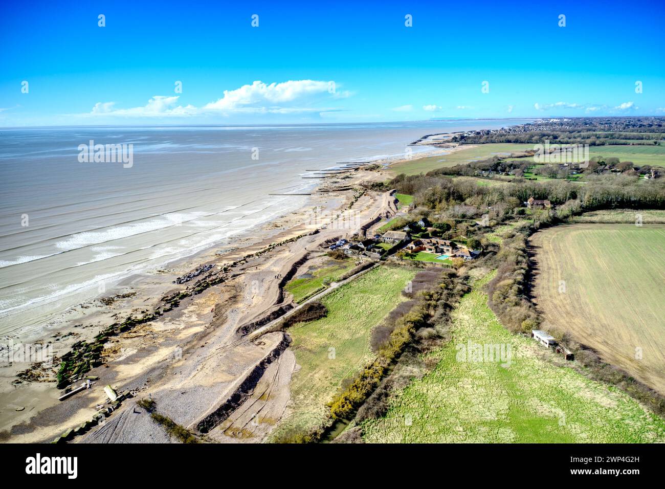 Atherington and Climping beach in West Sussex and the broken sea ...