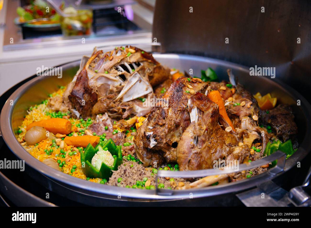 lamb ouzi or lamb mandi in a arabic buffet setup Stock Photo - Alamy
