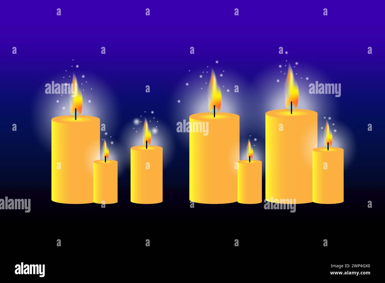 Abstract realistic candle bluebackground. Space background. Fire flame ...