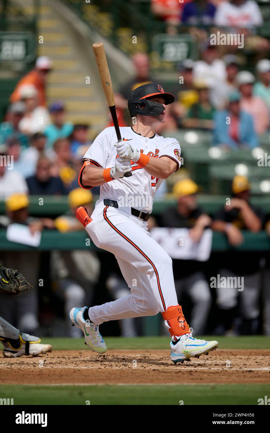 Baltimore Orioles Kyle Stowers (28) hits a home run during a Spring ...