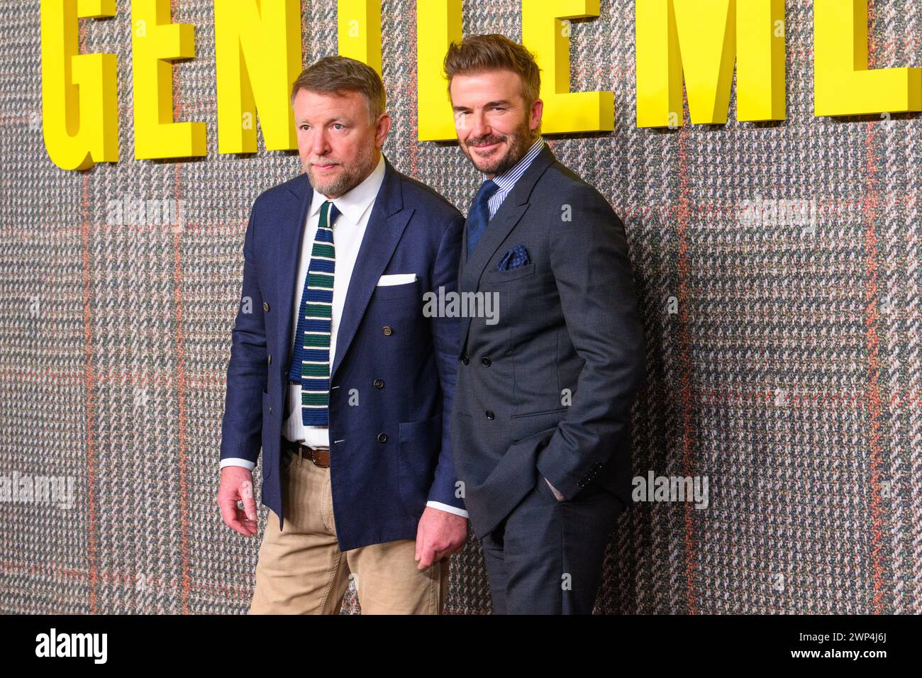 London, UK. 5 March 2024. Guy Ritchie (left) and David Beckham ...