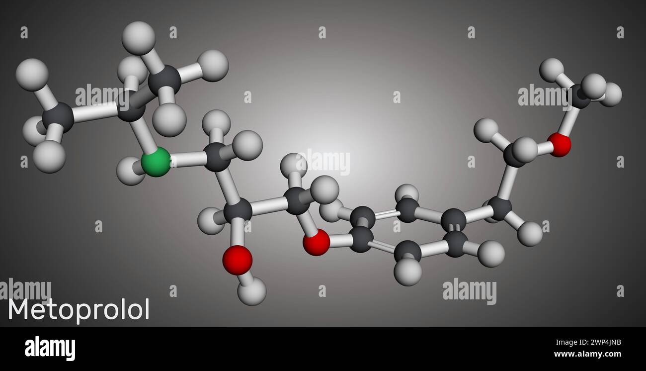 Metoprolol drug molecule. It is used in the treatment of hypertension ...
