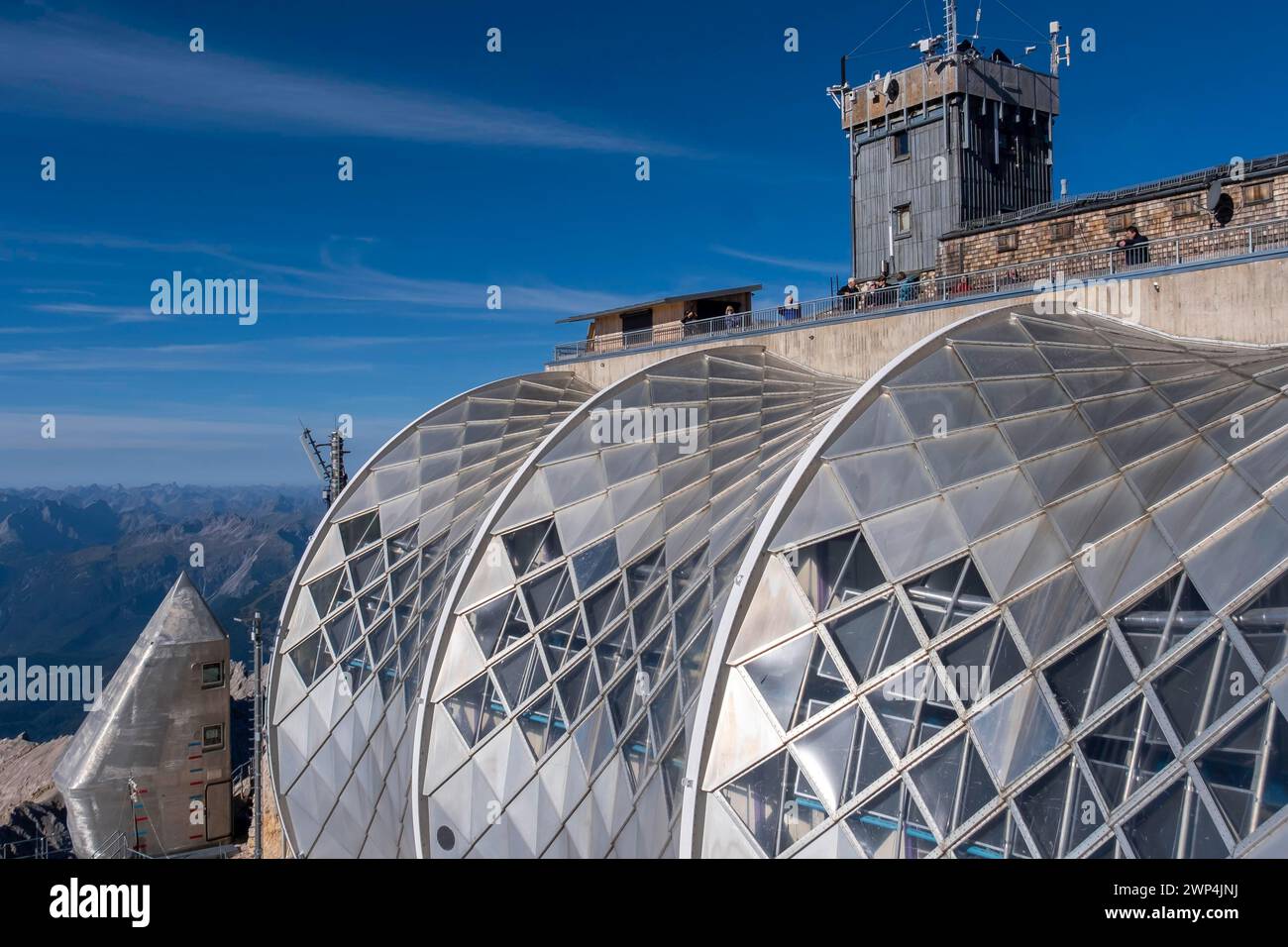 Zugspitze, above the Muenchner Haus and the tower of the weather ...