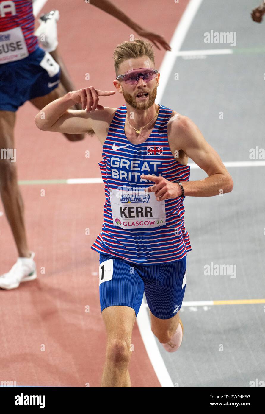 Josh Kerr celebrate’s after winning the 3000m men’s final at the World ...