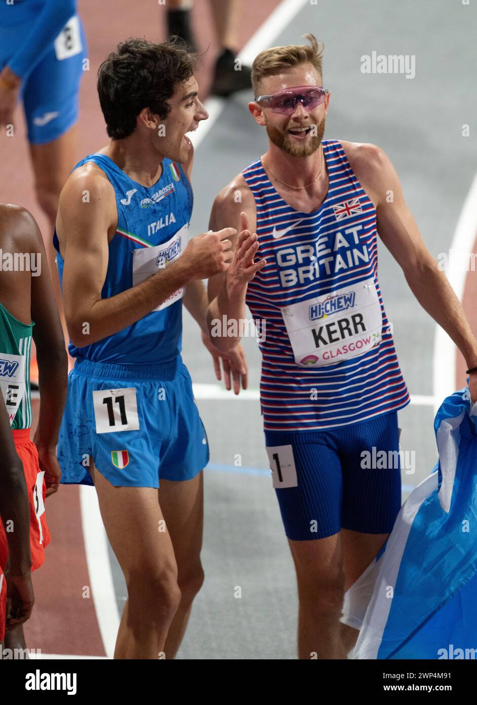 Josh Kerr of Great Britain and Pietro Arese of Italy having a friendly ...
