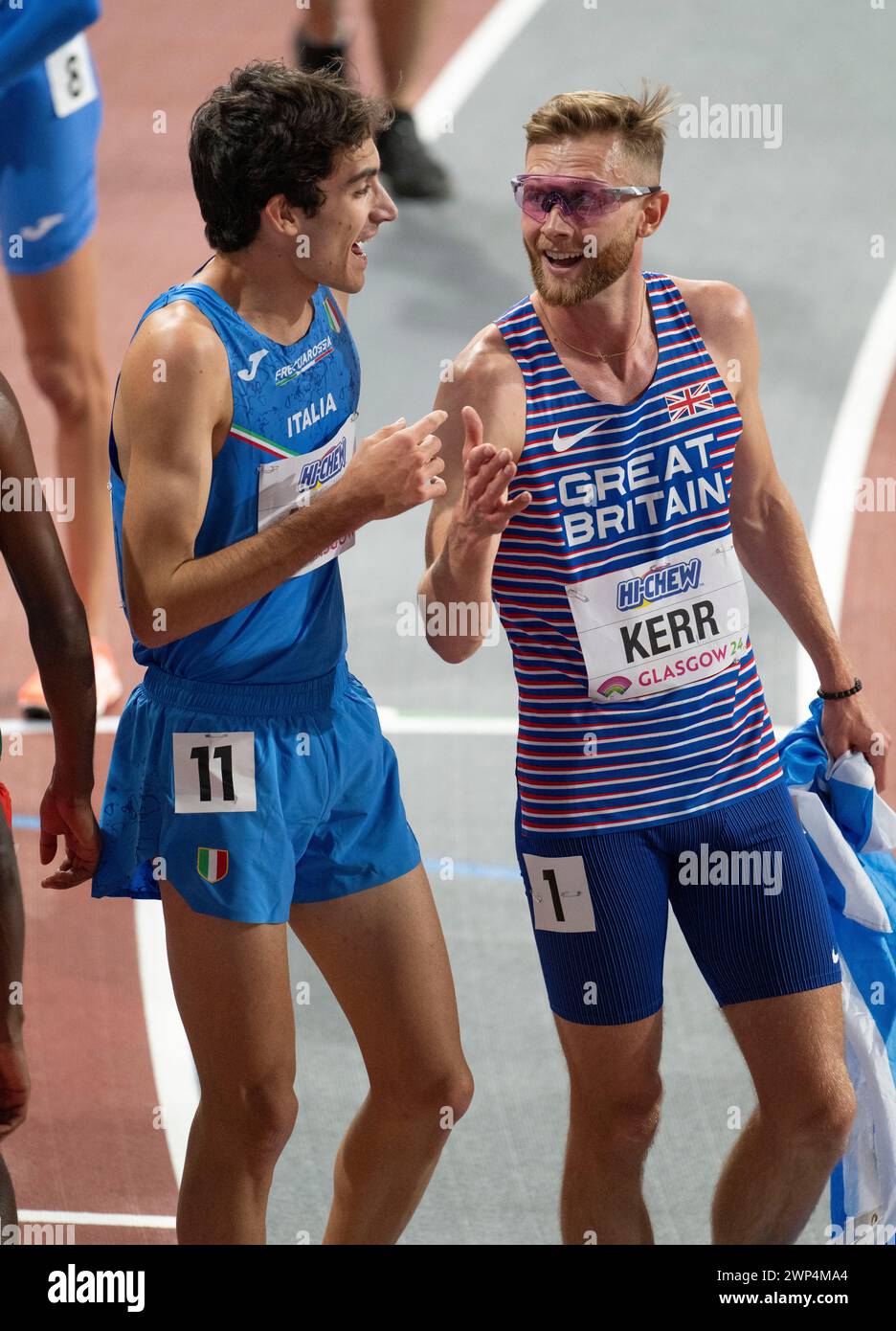 Josh Kerr of Great Britain and Pietro Arese of Italy having a friendly ...