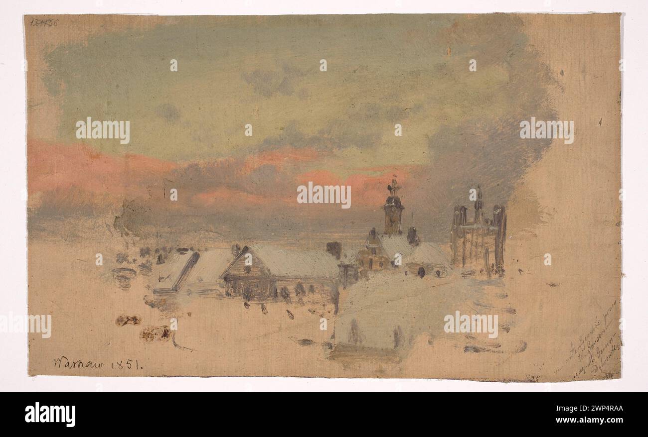 An 1851 painting by Wojciech Gerson depicting the roofs of Warsaw's Old ...
