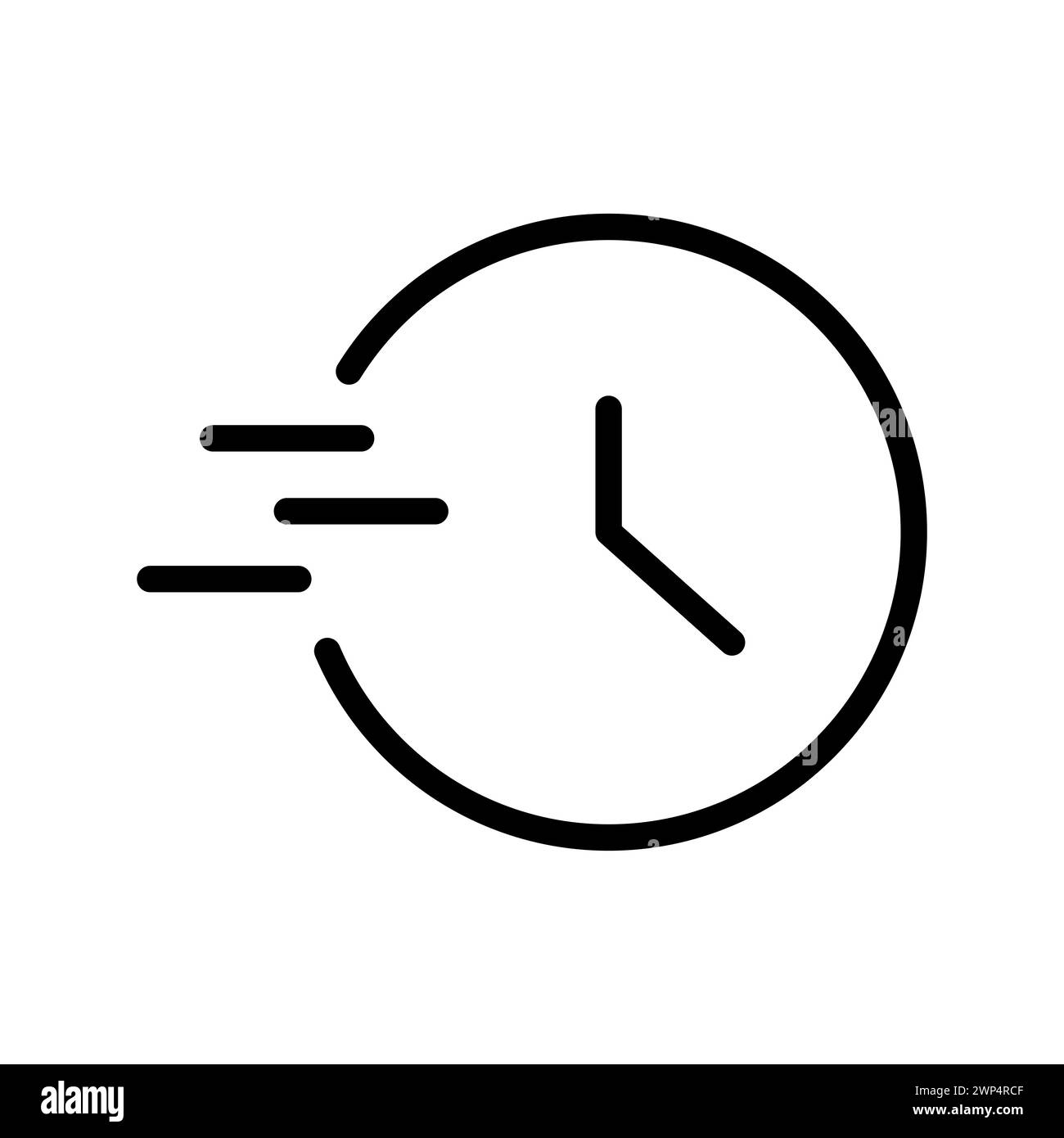 Vector black line icon time is running out isolated on white background ...