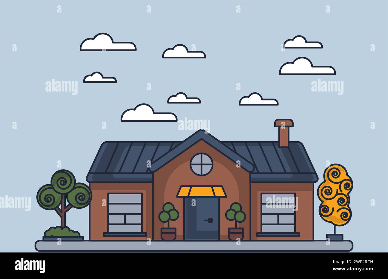 Illustration home building vector line art. House architecture outline ...