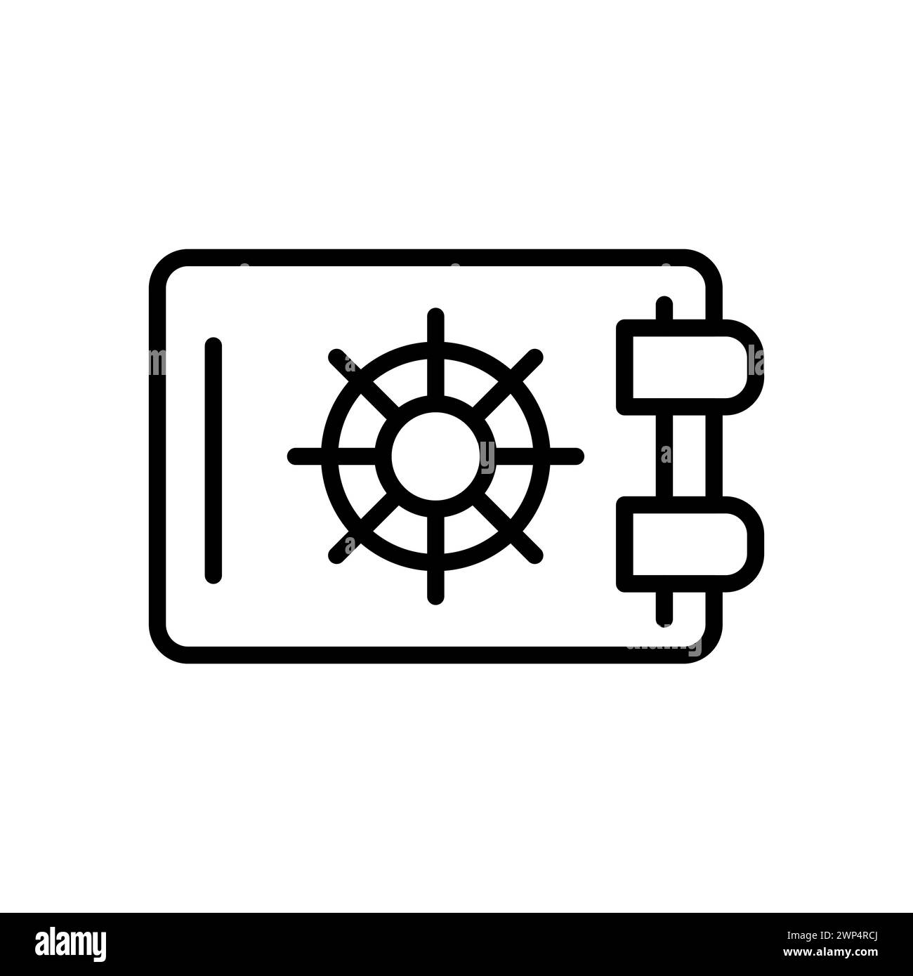 Vector black line icon bank safe isolated on white background Stock ...