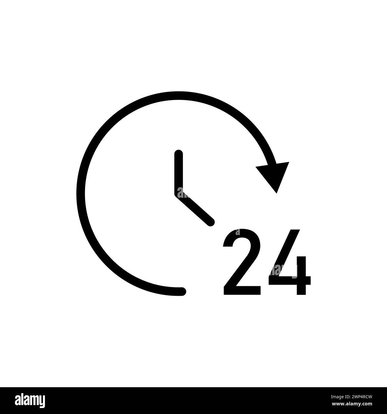Vector black line icon 24 hours isolated on white background Stock Vector Image & Art - Alamy