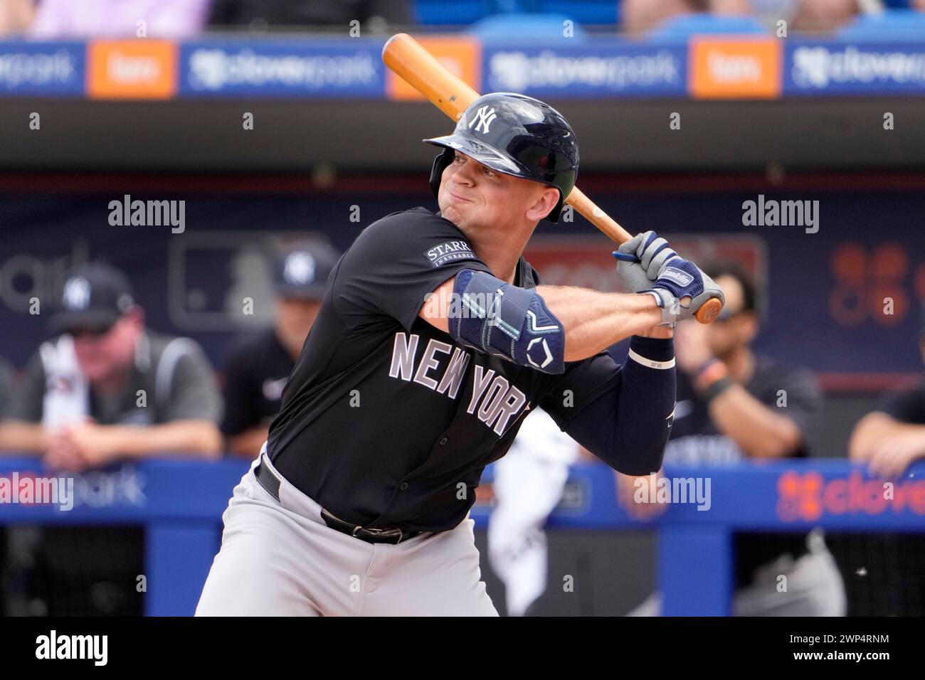New York Yankees' Ben Rortvedt bats during the second inning of a ...