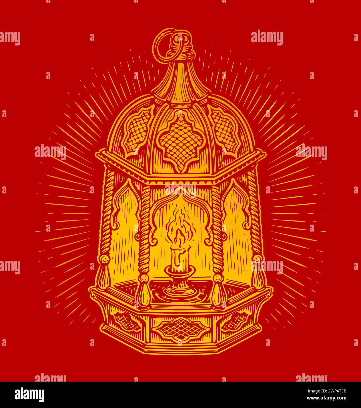 Arabic lamp with light, glowing lantern with burning candle. Islamic ...