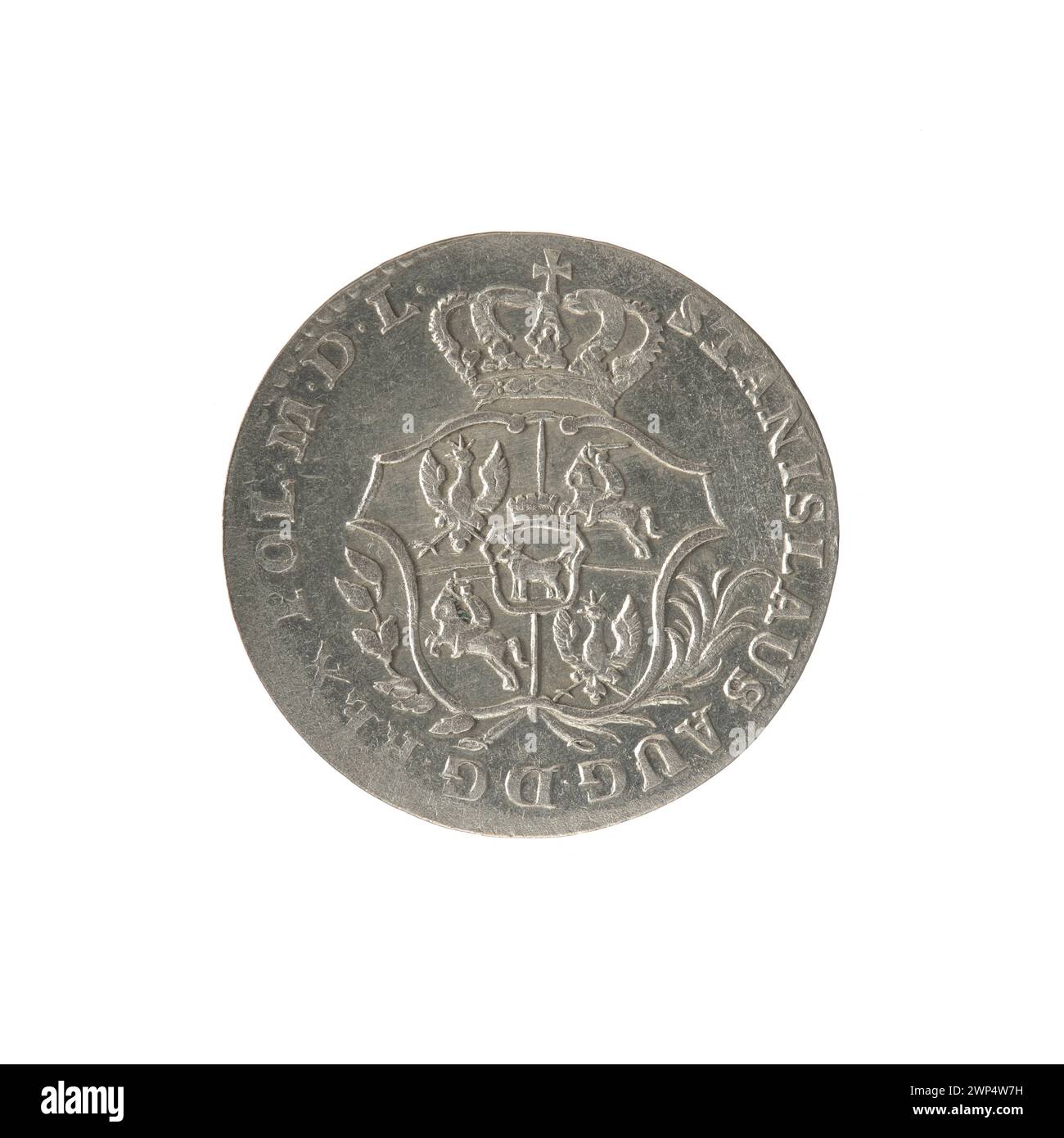 Silver coin known as '2 crowning grosze' issued in 1767 during the ...