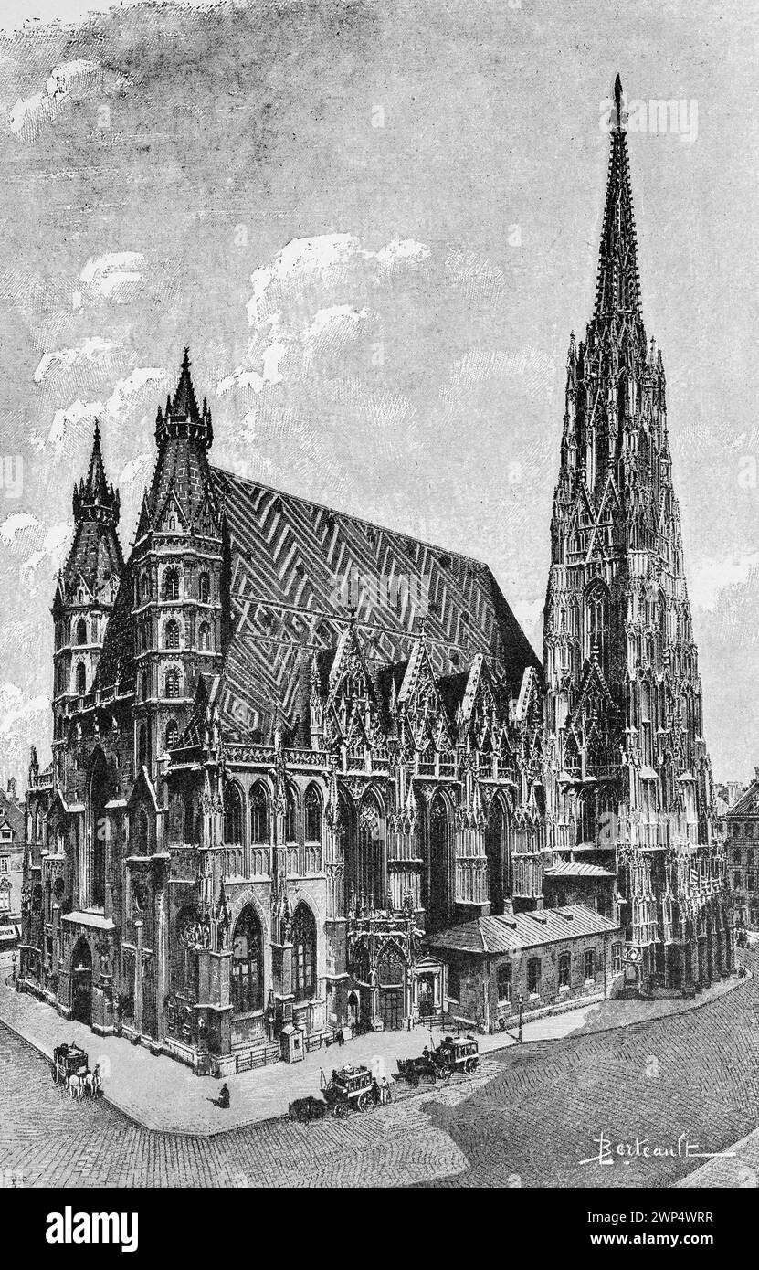 St Stephen's Cathedral in Vienna, roof with geometric pattern, square ...