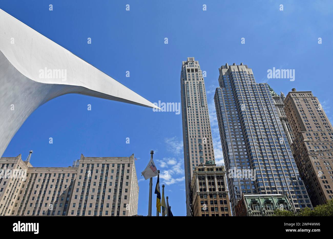 Top of the Oculus Building and skyscrapers, World Trade Centre Station ...