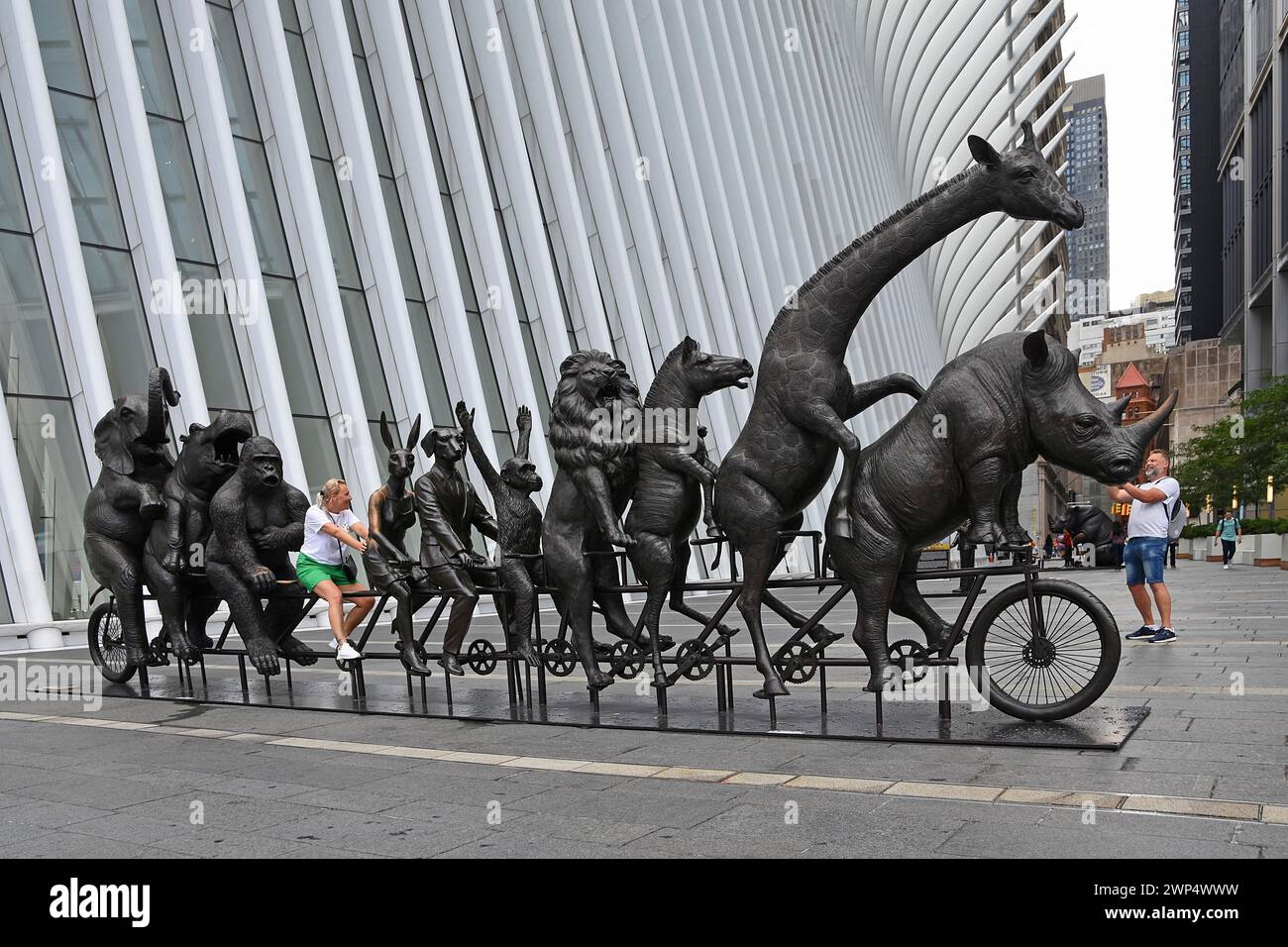 Artwork for endangered animals, bronze sculptures on bicycle ...