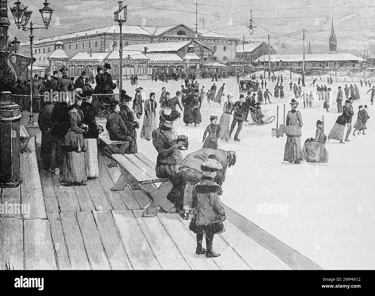 The ice skating club, Vienna, many people, ice skates, pleasure, ice ...