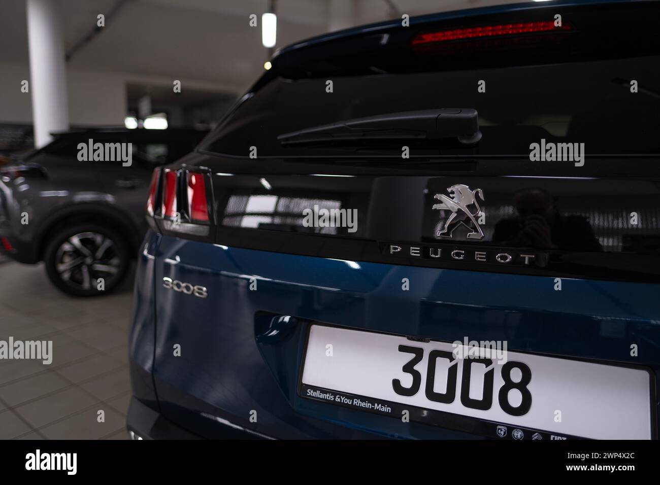 new blue Peugeot 3008 Plug-In Hybrid4 300 rear view, French ...